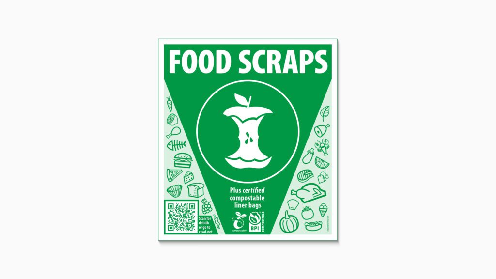 Food Scraps cart decal - Chittenden Solid Waste District