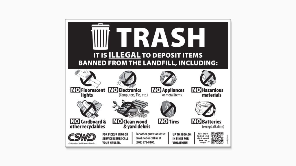 Trash Dumpster Sticker - Chittenden Solid Waste District